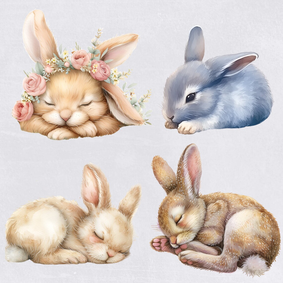Sleeping Bunny Clipart, Cute Rabbit Asleep, Sweet Dreams Png, Nursery ...