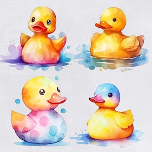 Yellow Duck Clipart, Watercolor Ducks Clip Art, Cute Rubber Duckie Png ...