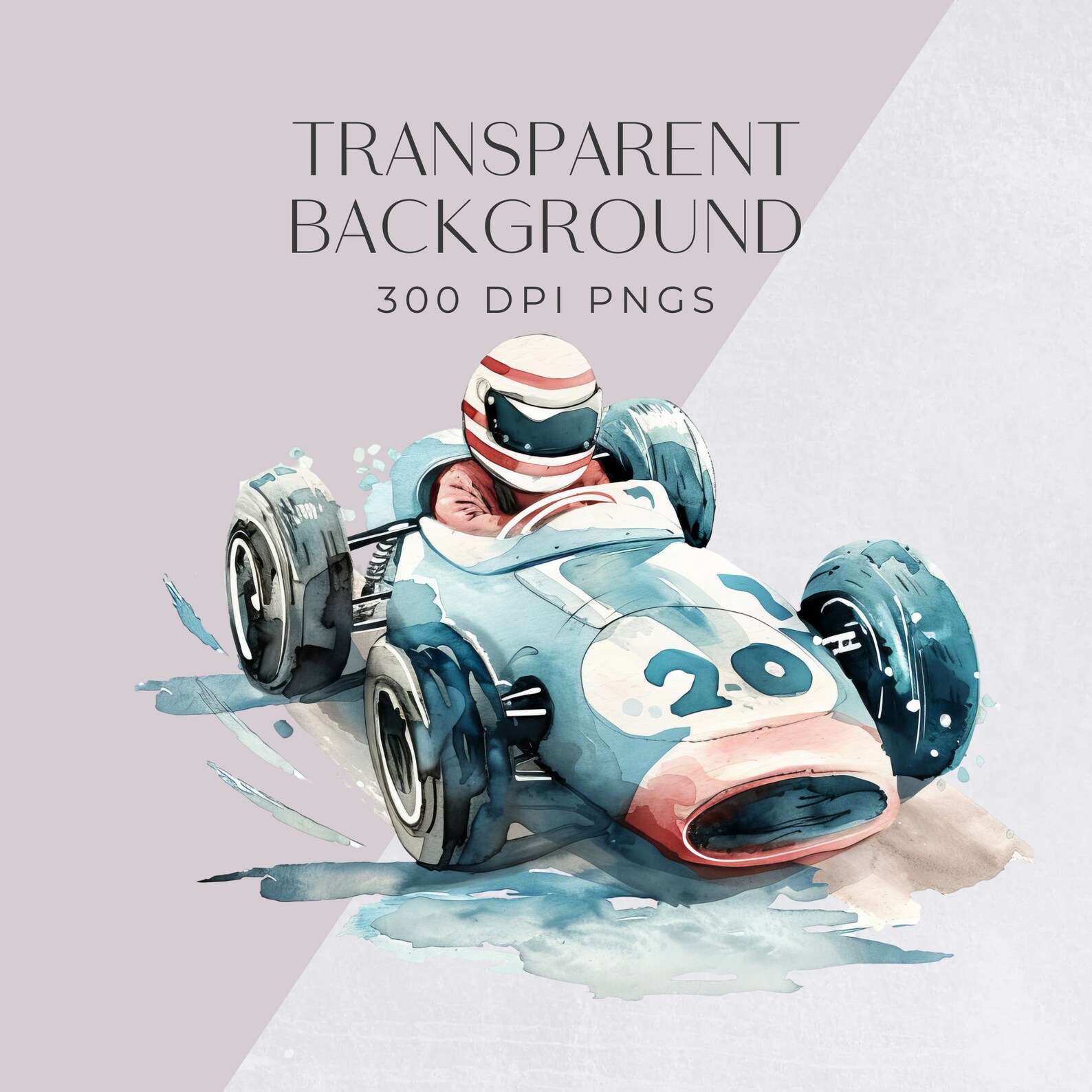 Retro Race Car Clipart, Vehicle Clipart, Red Sports Car, Blue Motor ...