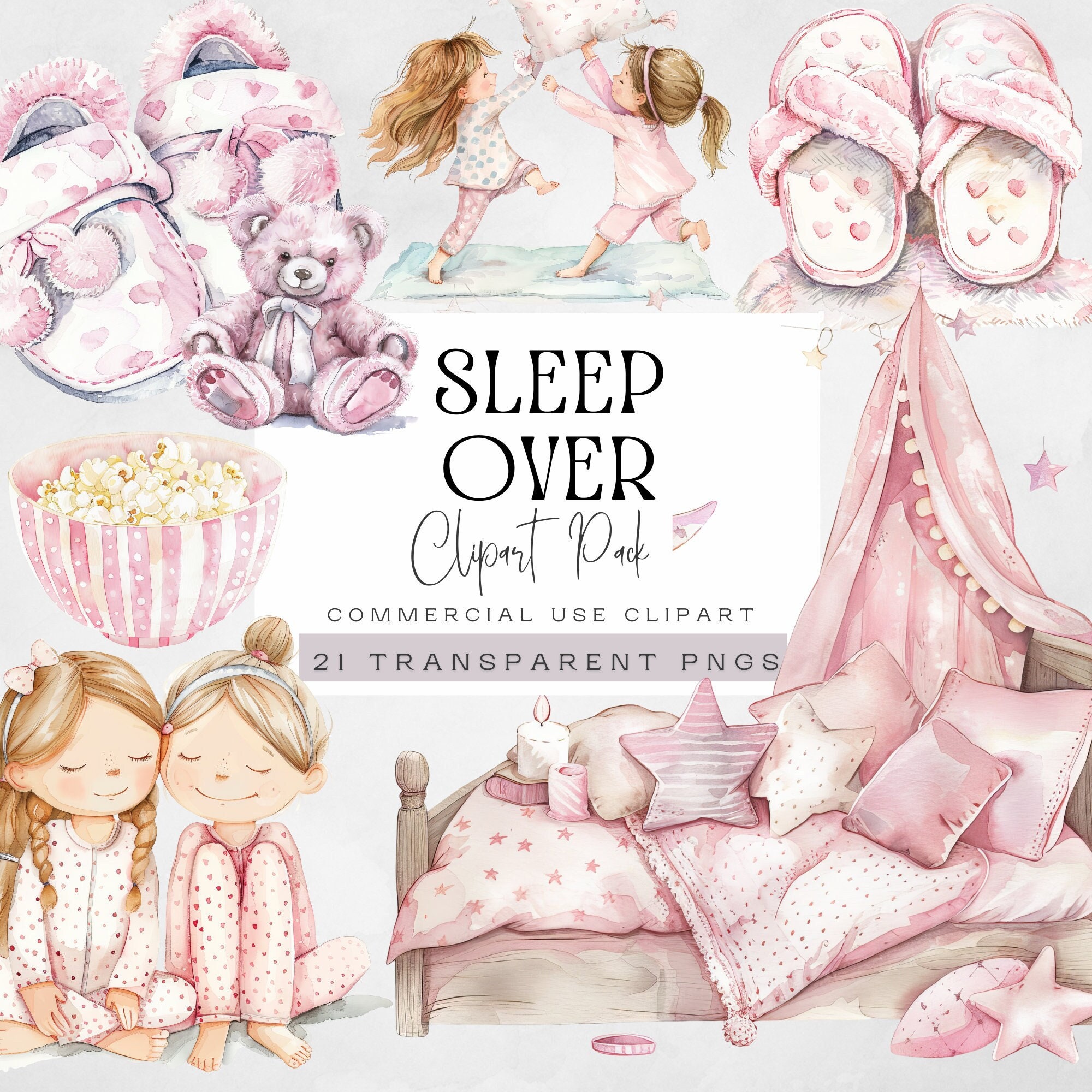 Sleepover Clipart, Pajama Squad Party Clip Art, Slumber Birthday ...