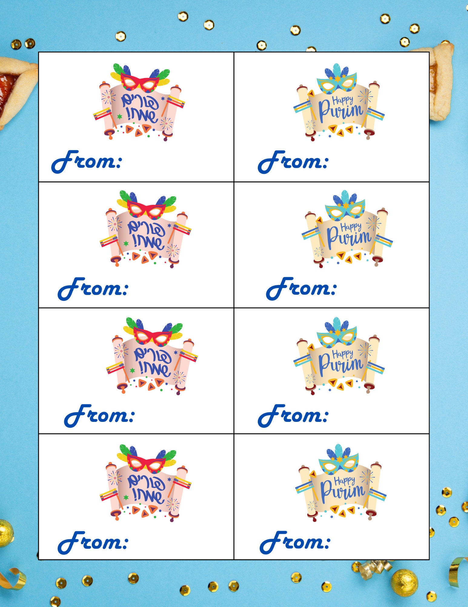 Mishloach Manot Labels, Purim 2024, Purim Gift Labels - Etsy