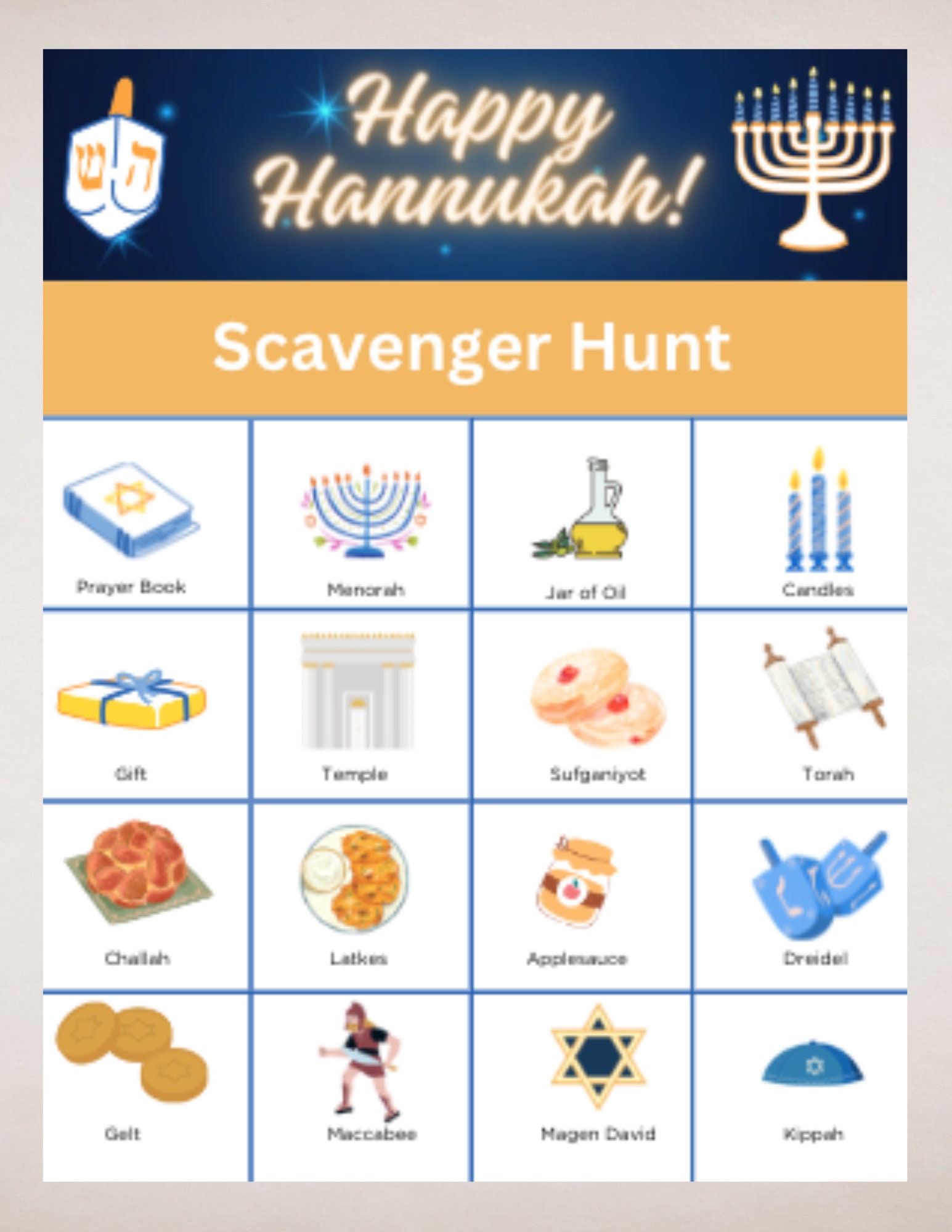 Hannukah Scavenger Hunt Party Activity - Etsy