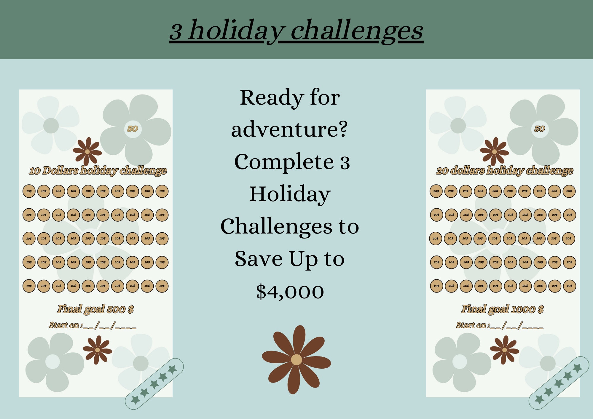 3 Holiday Challenges to Print for A6 Budget Planner - Etsy