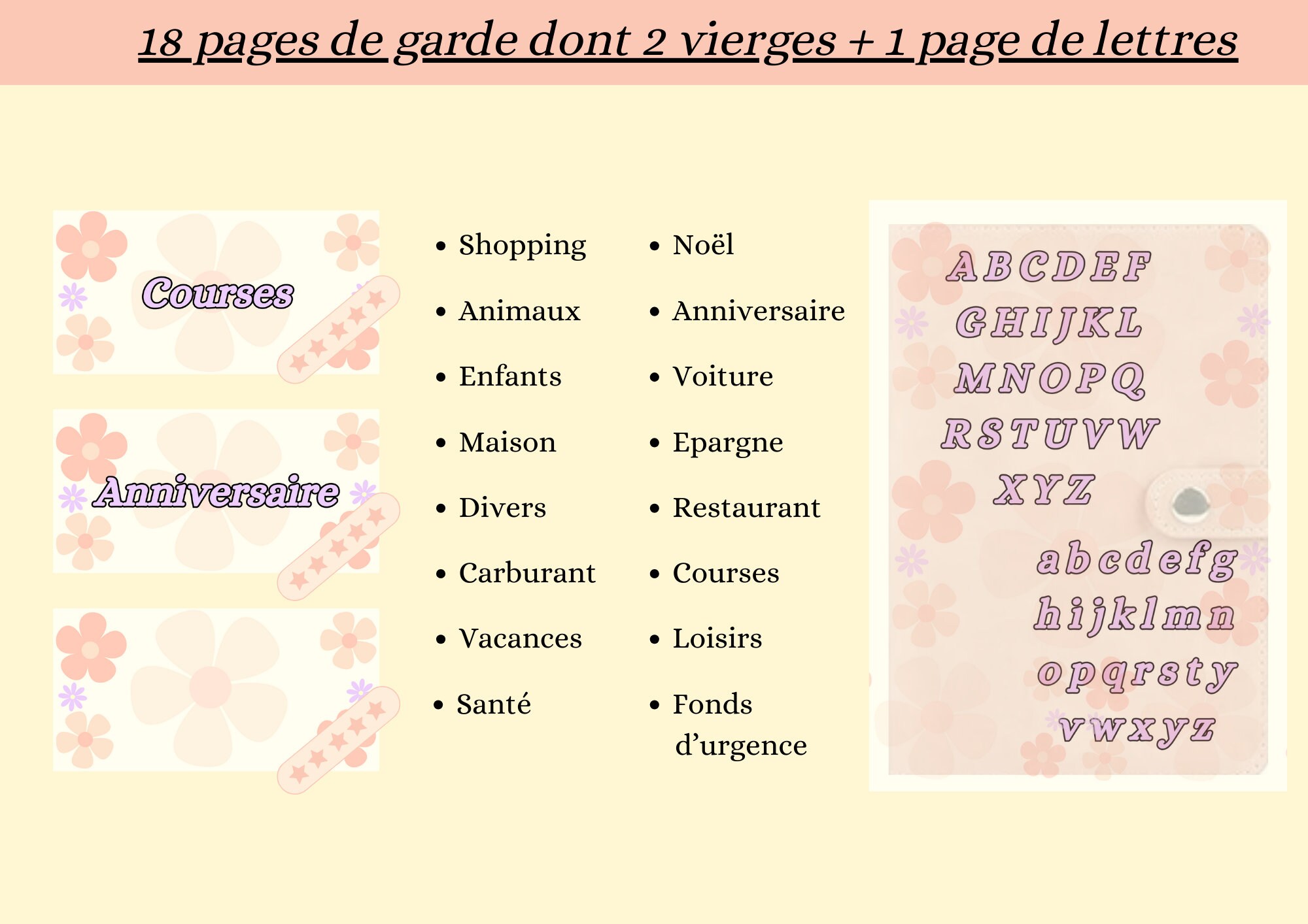 Complete Pack Cover Page Challenge Sheets Compatible With the A6 Budget ...