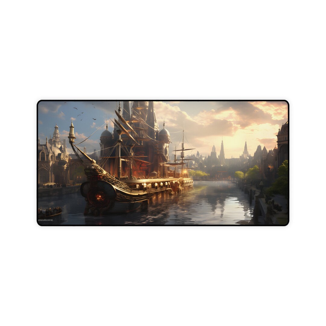 Steampunk Sailing Vessel Enters City Mouse Pad & Desk Mat - Etsy