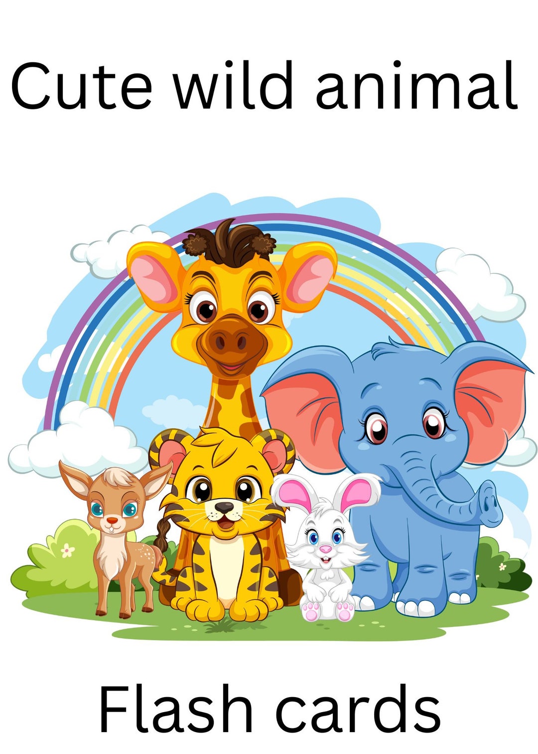 35 Flash Cards ,cute Wild Animals,5x7 Inch,whimsical Wildlife Flash ...