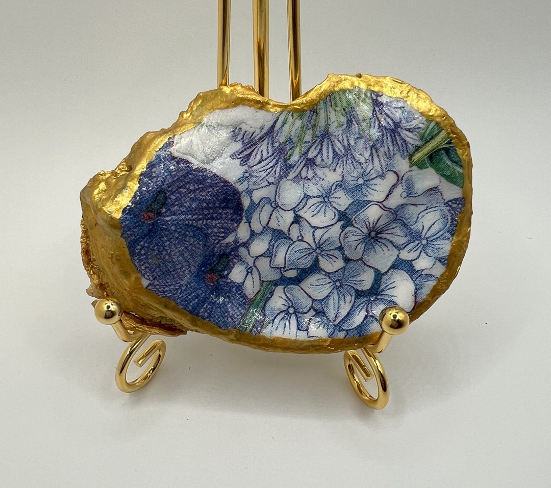 Blue Hydrangea Decoupage Shell - Etsy