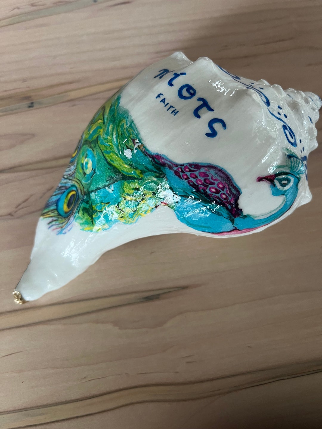 Peacock Faith Decoupage Conch Whelk Shell - Etsy