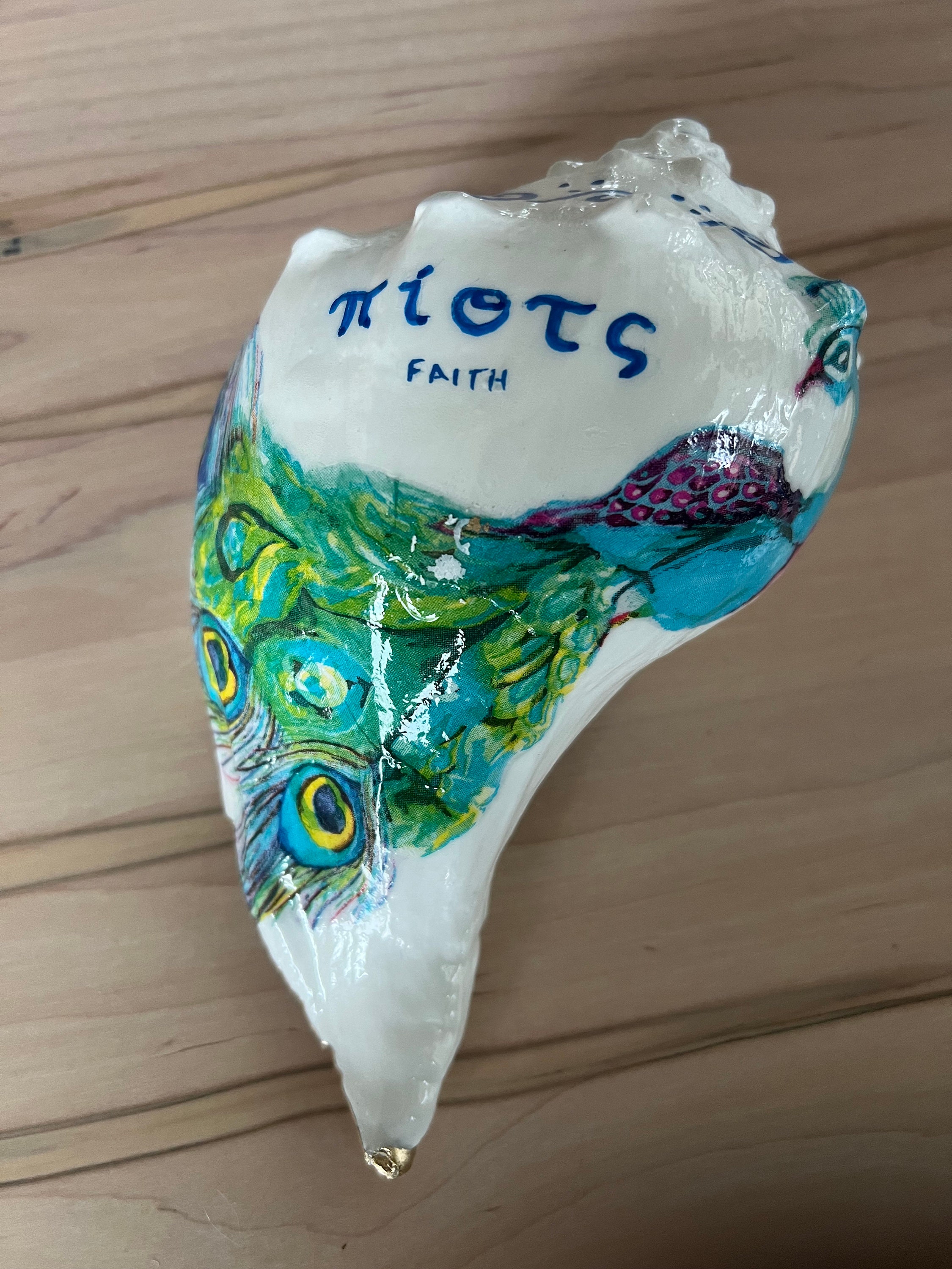 Peacock Faith Decoupage Conch Whelk Shell - Etsy