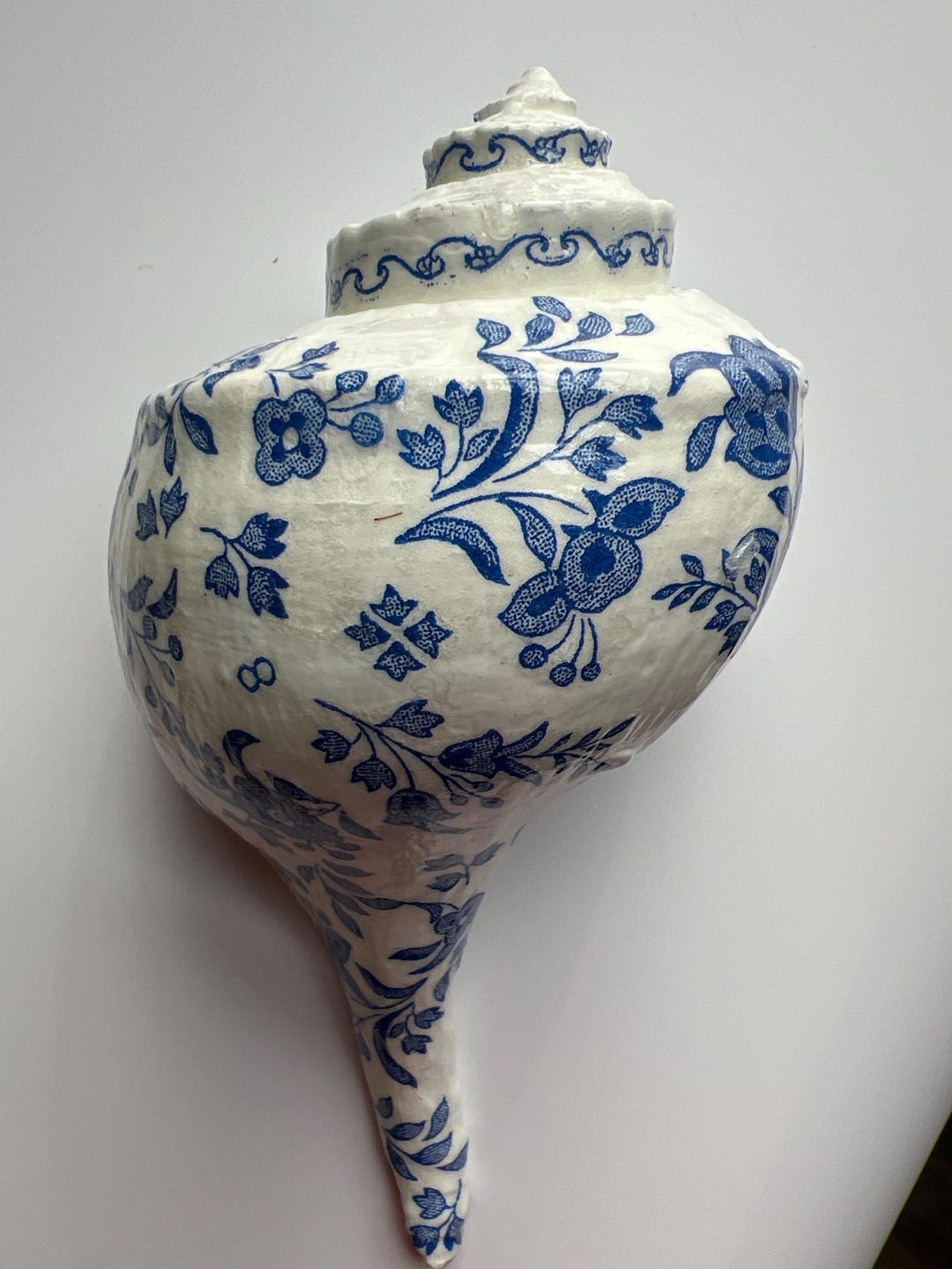 Blue and White Chinoiserie Decoupage Whelk Conch Shell - Etsy