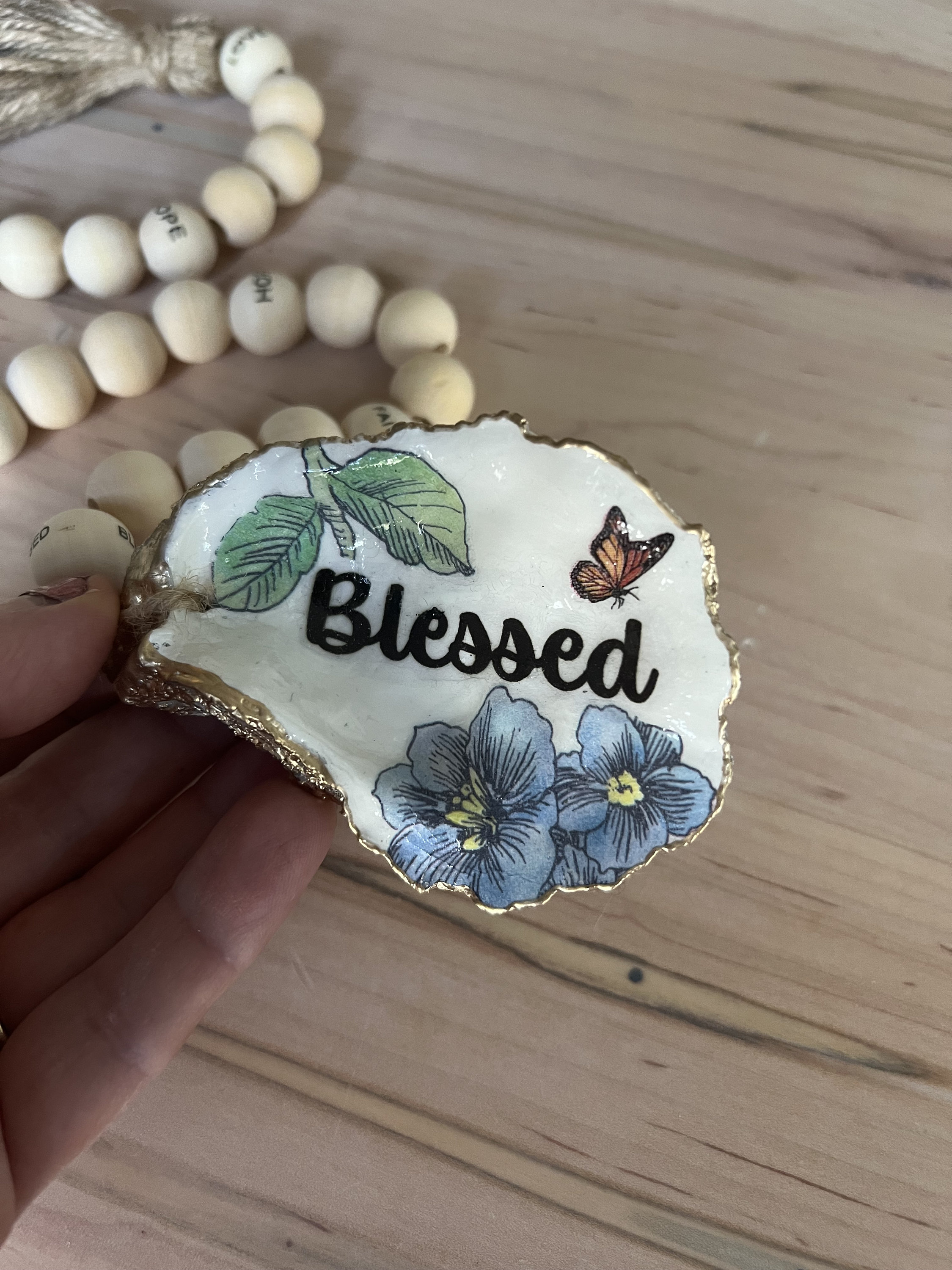 Blessed Decoupage Shell and Blessing Beads - Etsy