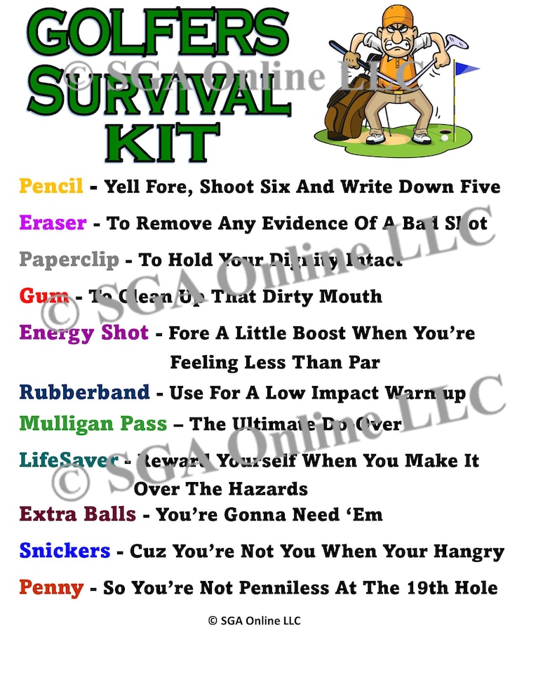 DIY Golfers Survival Kit Digital Download, Printable, Cricut Compatible ...