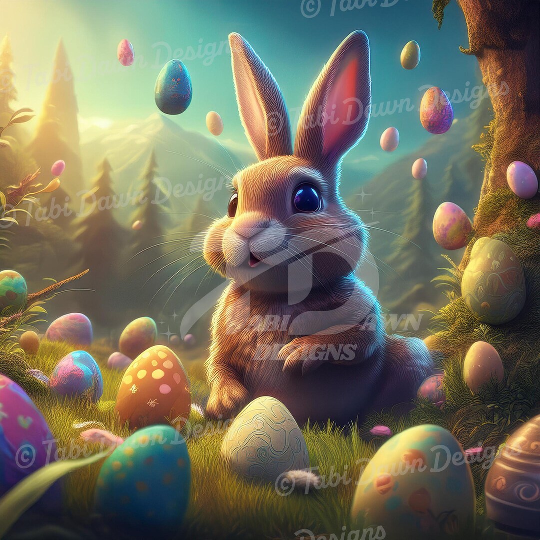 Enchanting Easter-themed Digital Art Prints, Set of 4, Sublimation, DIY ...