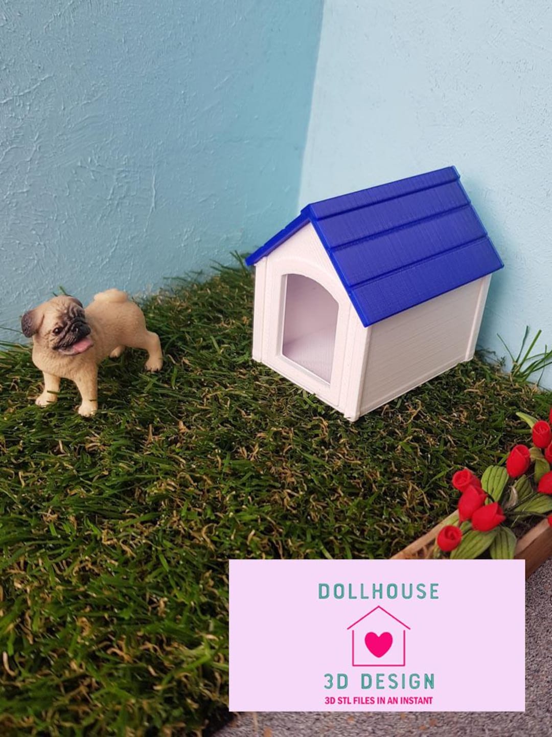 Dolls House 1/12th Scale Miniature DOG KENNEL 3D Print File, Instant ...