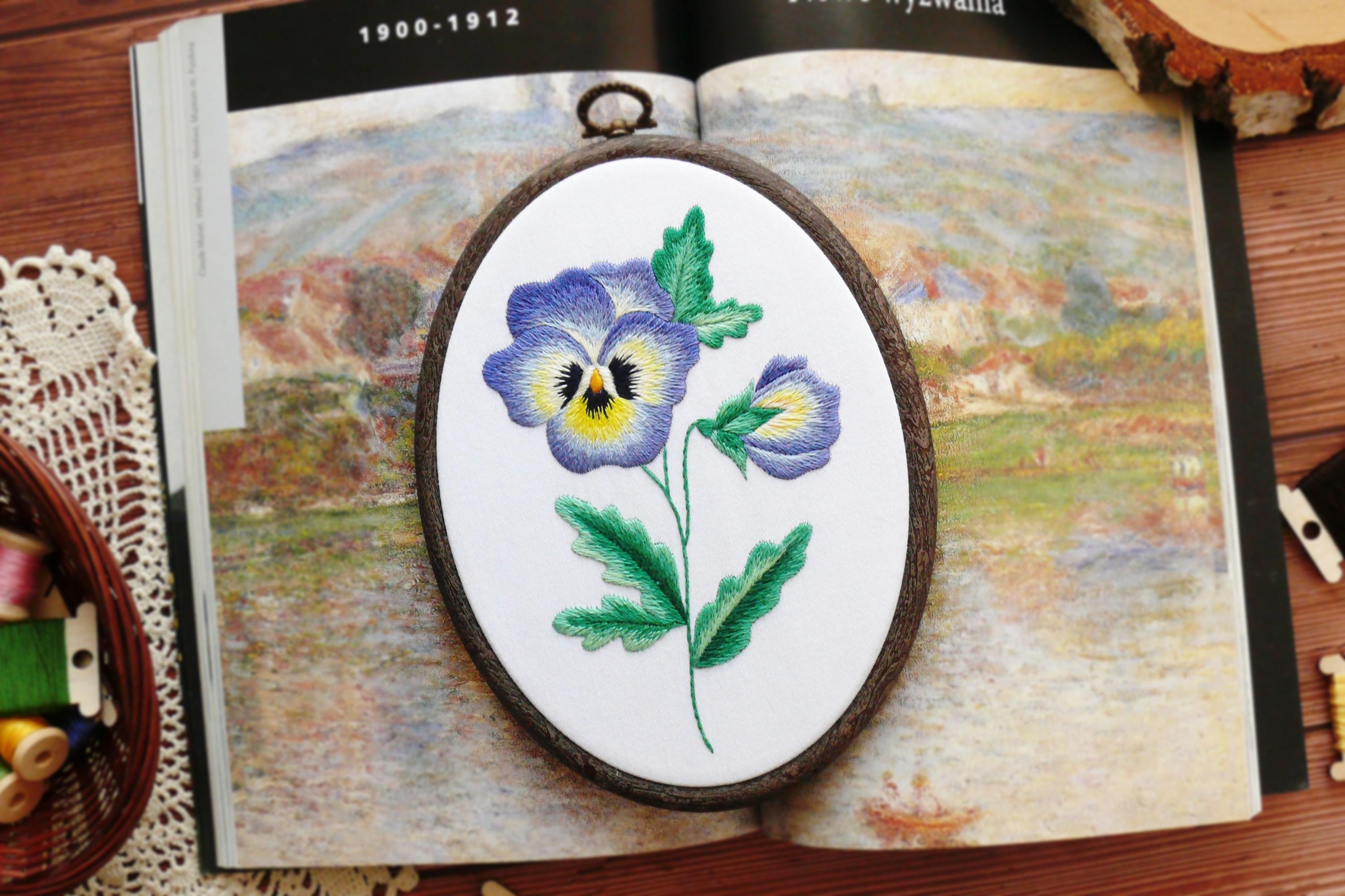 Pansy Embroidery Pattern, Hand Embroidery Beginner Tutorial, Thread ...