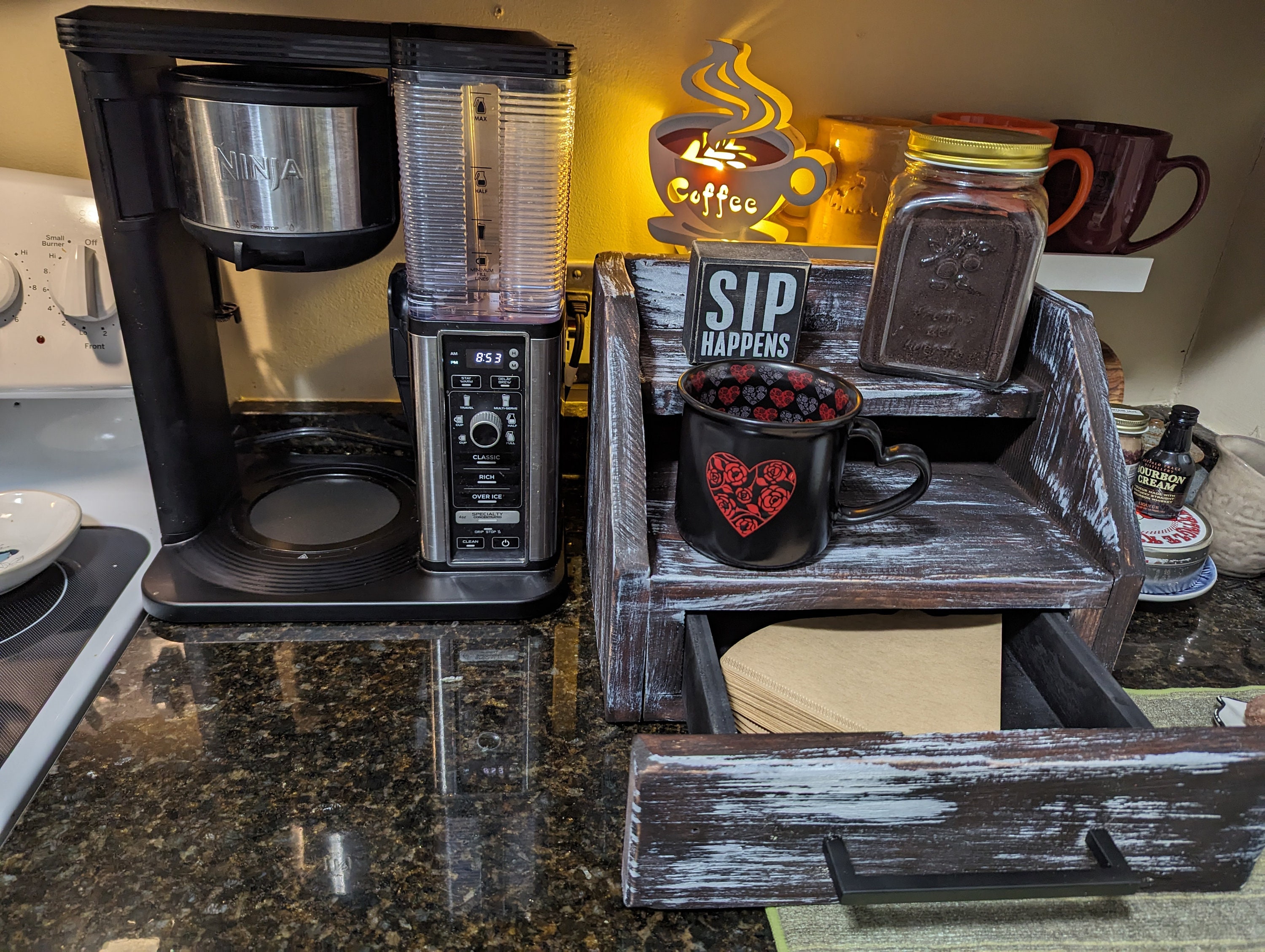 Handcrafted Farmhouse Coffee Station-rustic Countertop Coffee Bar ...