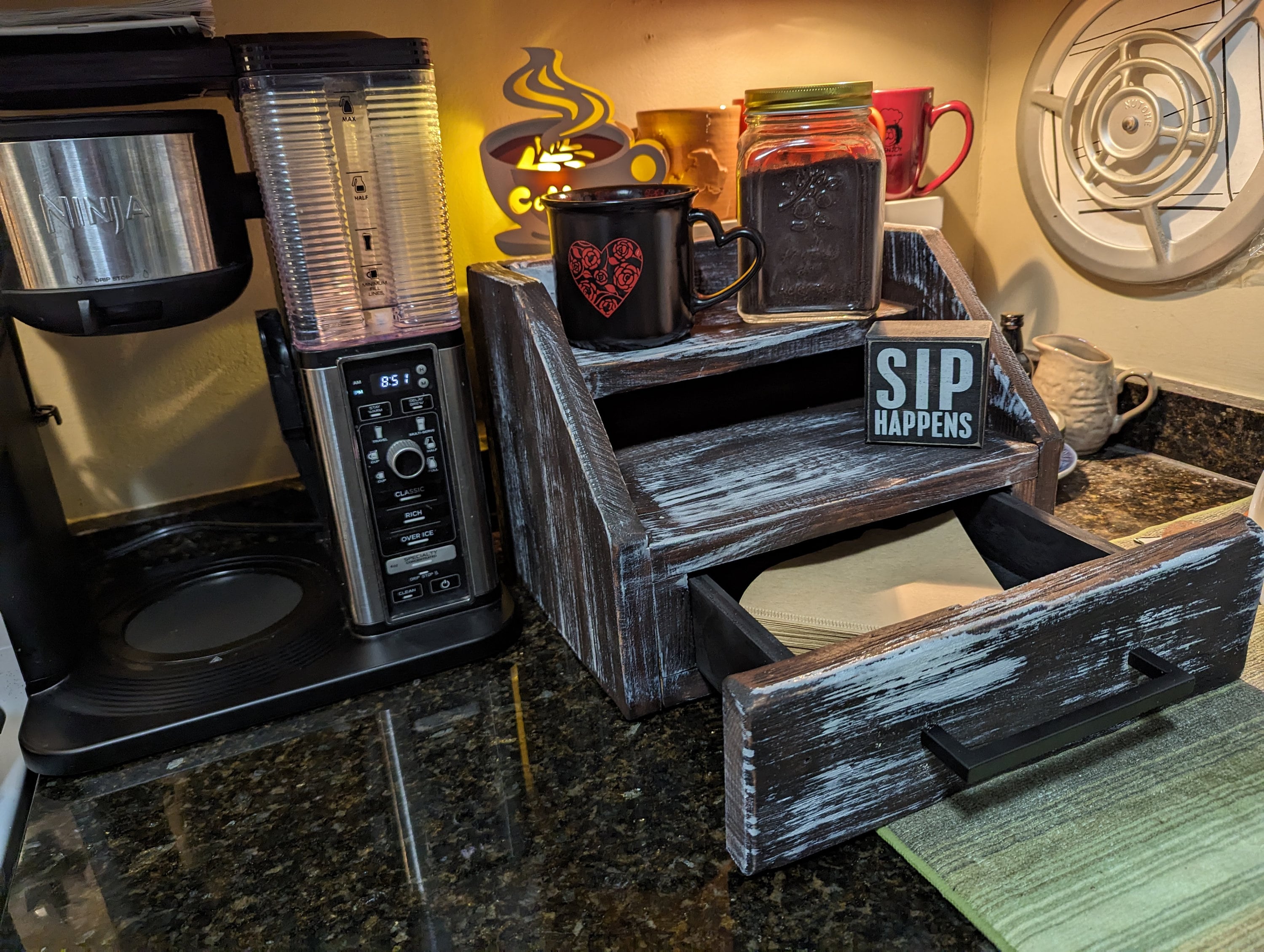 Handcrafted Farmhouse Coffee Station-rustic Countertop Coffee Bar ...