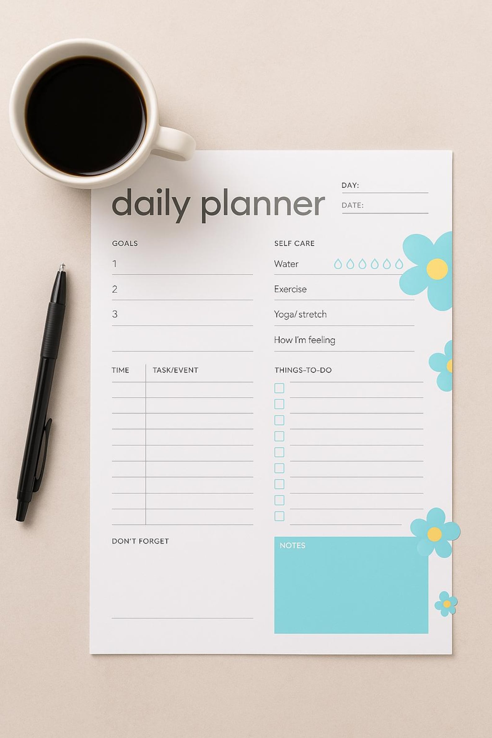 Daily Planner Printable | Minimalist To-do List | Productivity Planner ...