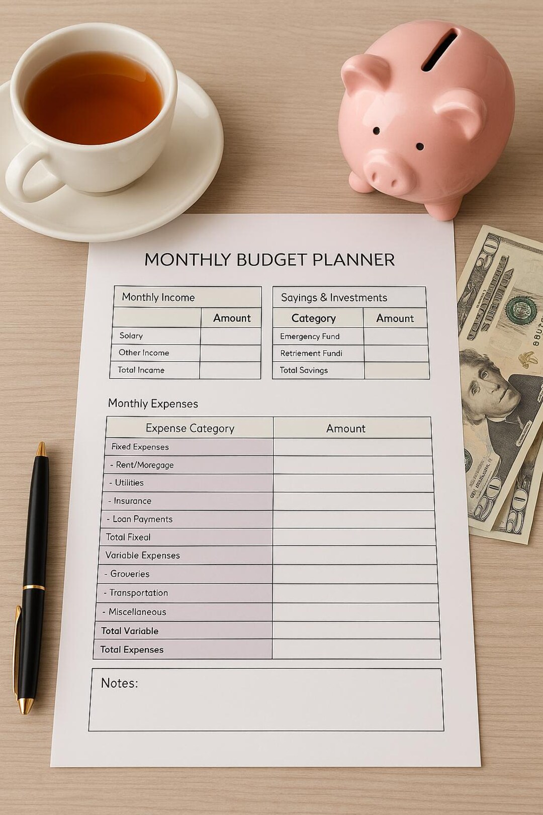 Minimalist Monthly Budget Planner | Printable PDF | Simple Finance ...