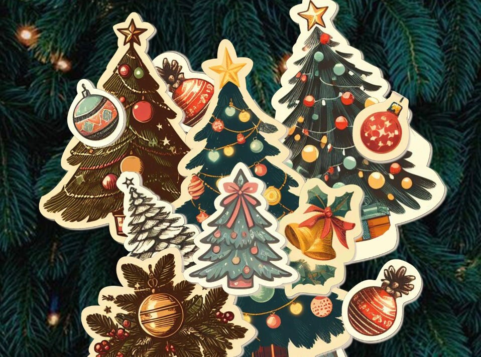 Сhristmas Tree Stickers, Printable Christmas Ornament, Christmas Tag ...
