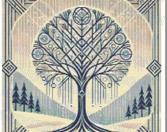 Stained Glass Tree of Life Cross Stitch Pattern by Peacefulartcolors ...