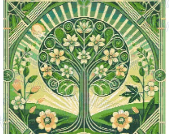 Stained Glass Tree of Life Cross Stitch Pattern by Peacefulartcolors ...