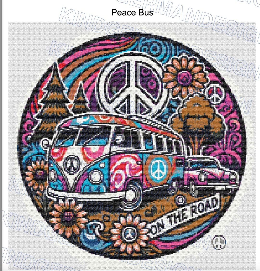 Peace Bus Cross Stitch Pattern by Kindgerman (digital Format) - Etsy
