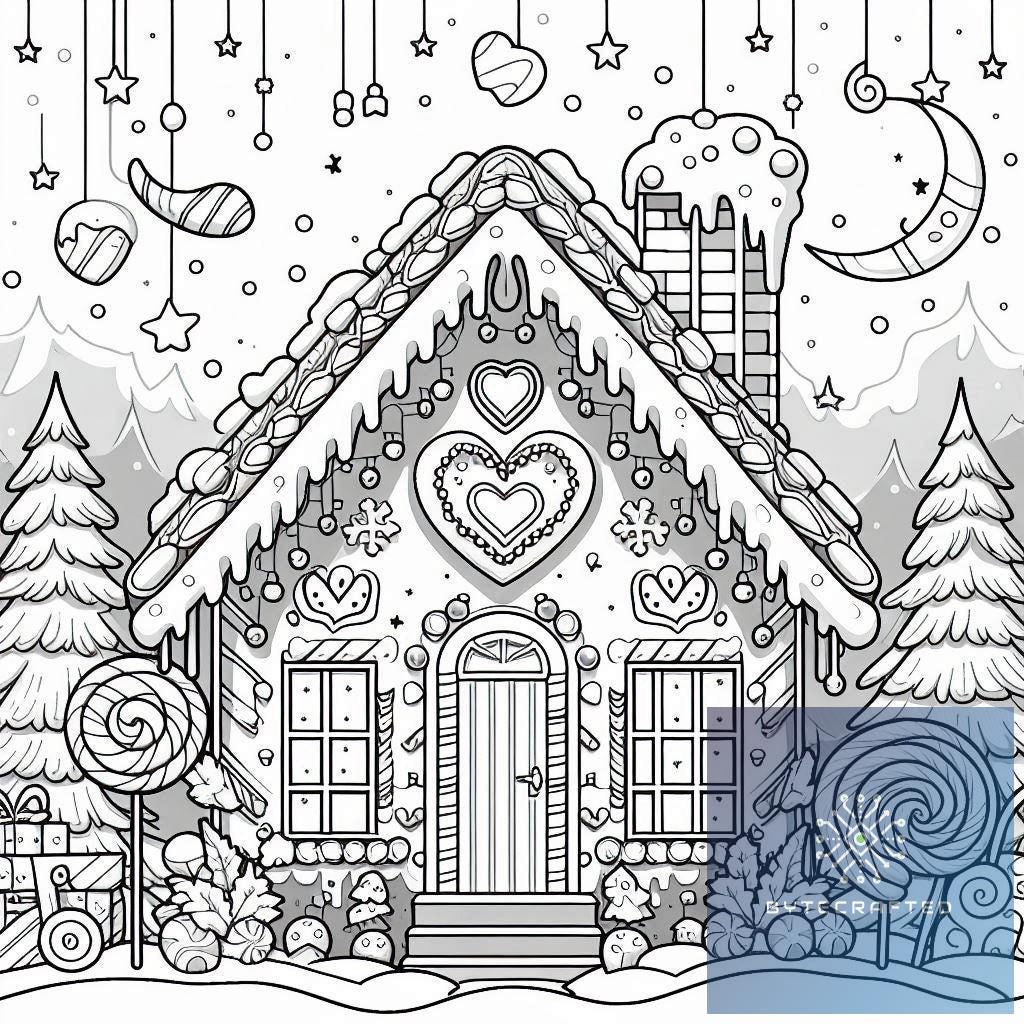 Gingerbread House | Printable Digital Coloring Page | Christmas | Print ...