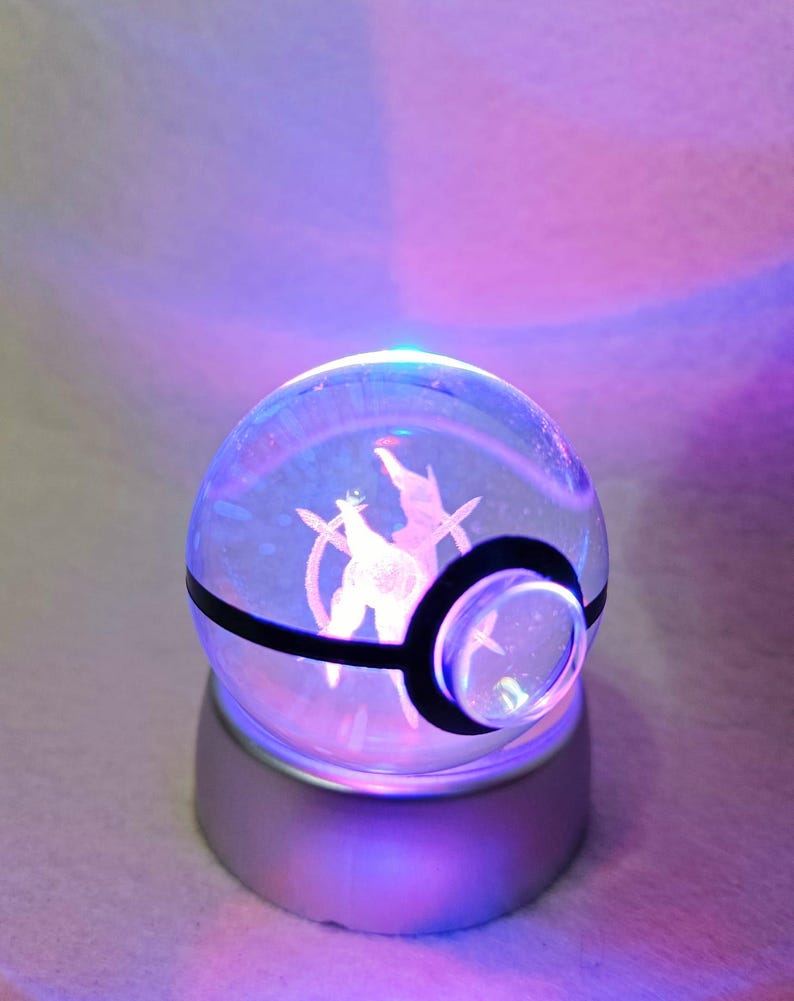 Personalized Crystal pokemon inspired pokeball with LED Base – Custom ...