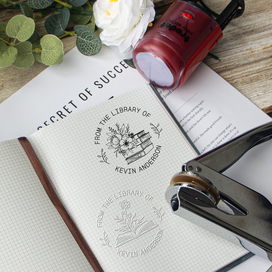 Book Stamp, 19 Designs for Book Lover's Gift, Customize Any Logo ...