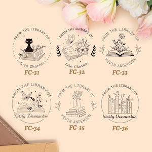 Custom Book Stamp/ 36 Designs/ Custom Embosser/ From the Library of ...
