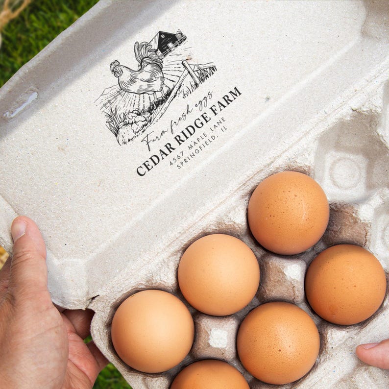 Farm Fresh Eggs Stamp, Custom Farm Stamp, Egg Carton Stamp, Chicken ...