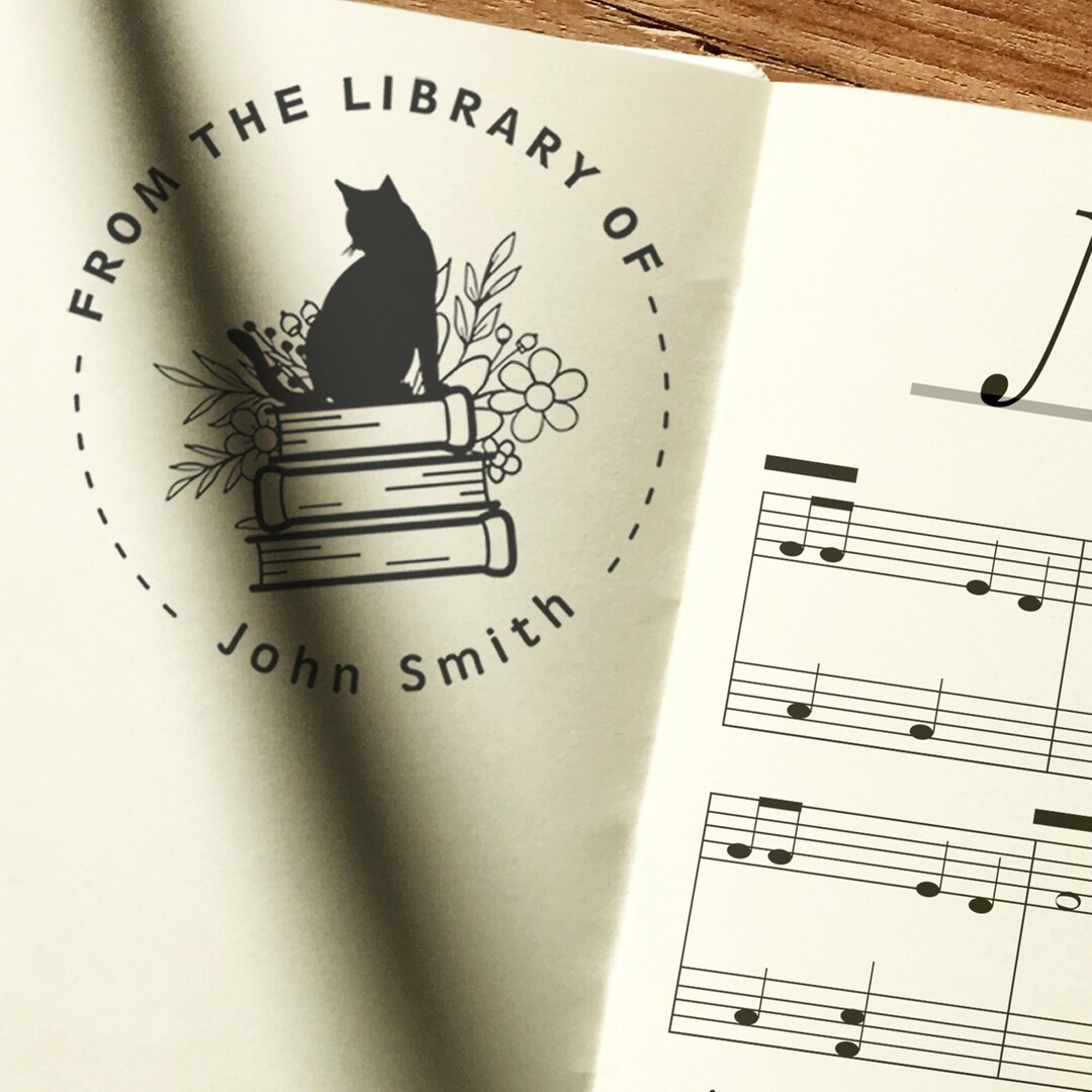 Cat Book Stamp ,personalized BOOK Stamp ,cat Embosser ,cat Lover Gifts ...
