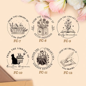 Custom Book Stamp/ 36 Designs/ Custom Embosser/ From the Library of ...