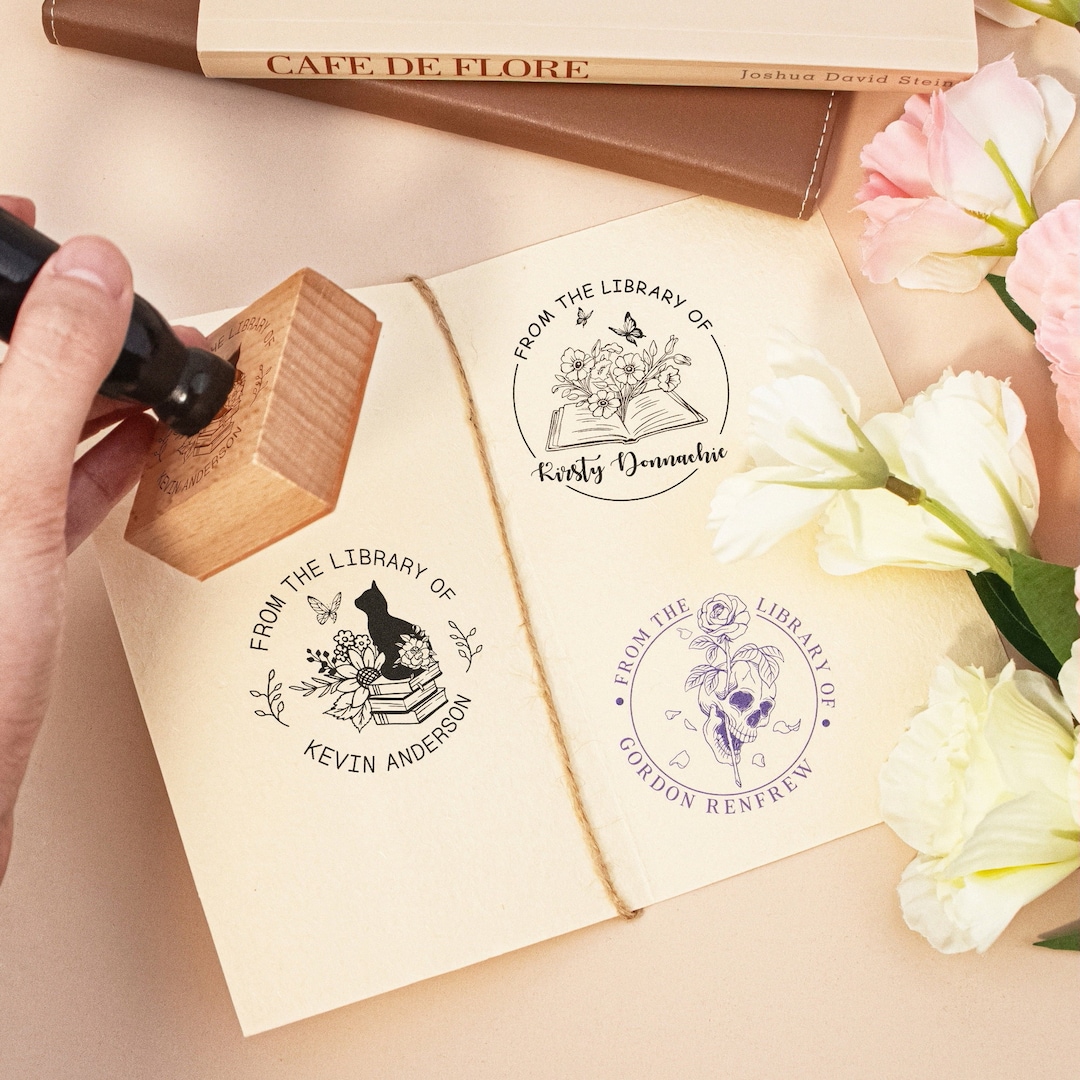 Custom Book Stamp/ 36 Designs/ Custom Embosser/ From the Library of ...