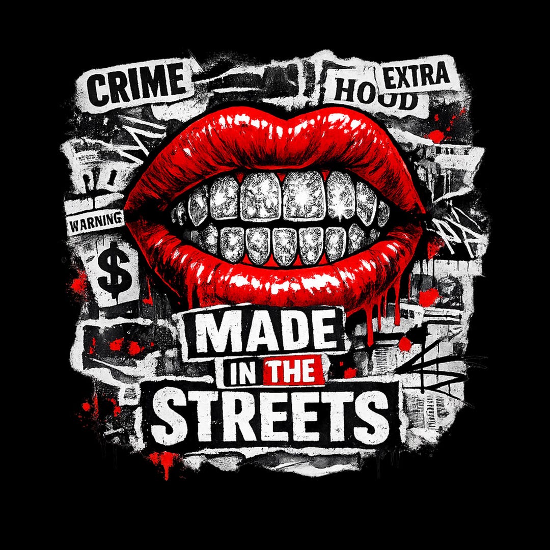 Streetwear Lips Grillz PNG, Made in the Streets Shirt Design, Gangsta ...