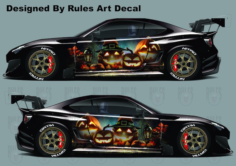 Halloween Car Decal Livery, Large Vehicle Graphics, Side Car Decal ...