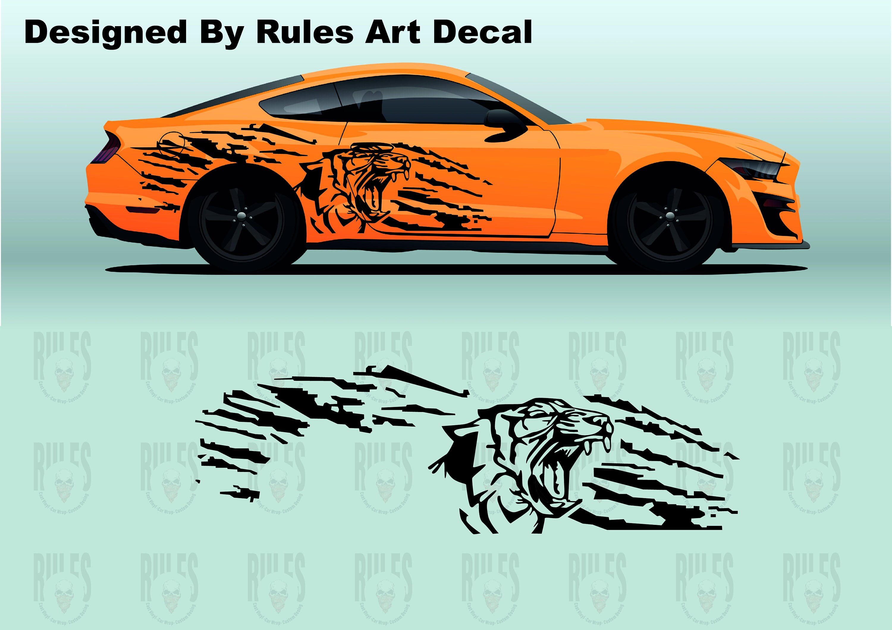 Tiger Fender Top Side Trunk Car Sticker, Wild Tiger Decal. Tiger Side ...