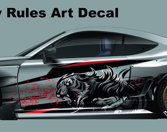 Tiger Fender Top Side Trunk Car Sticker, Wild Tiger Decal. Tiger Side ...