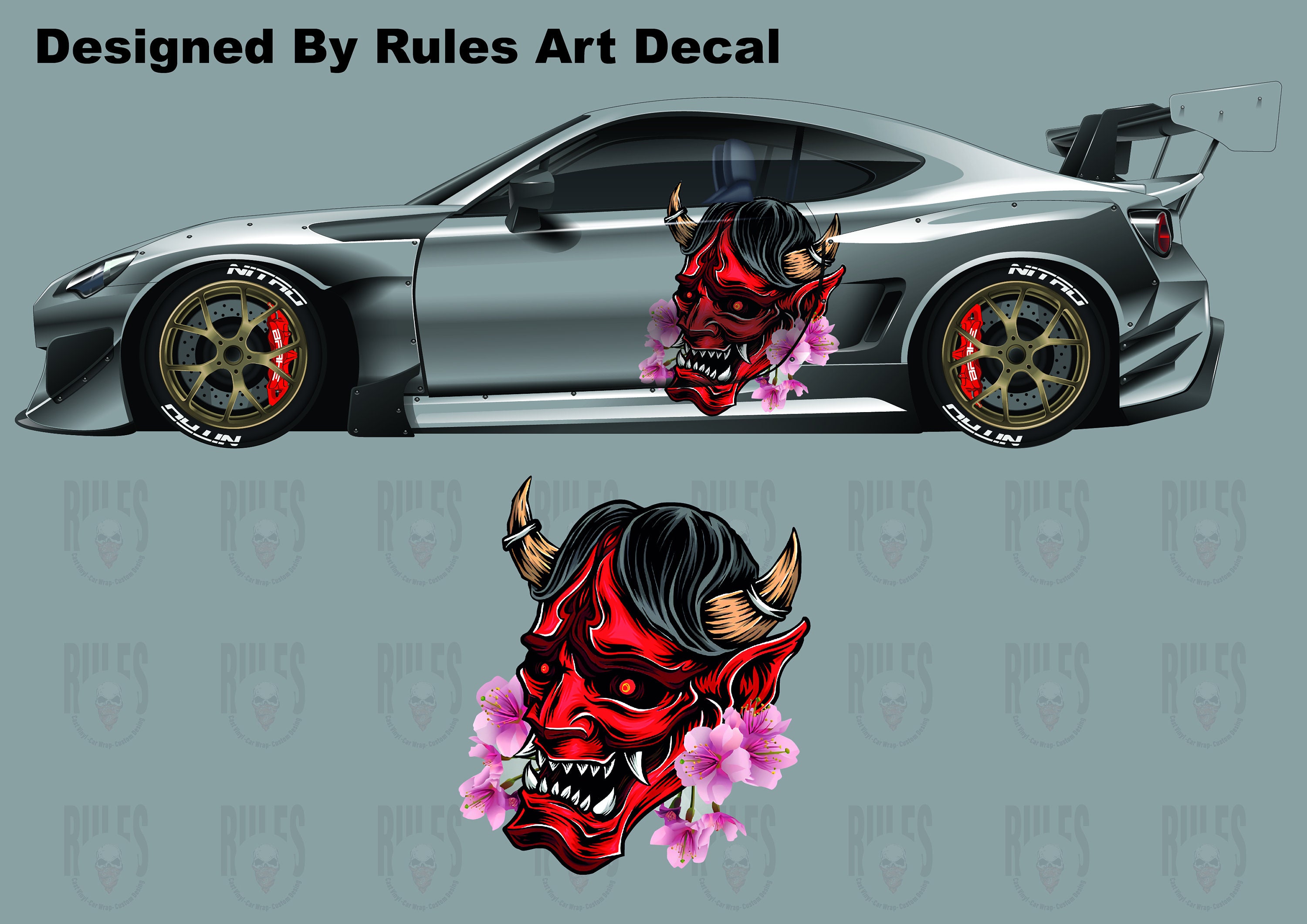 Samurai Car Wrap Ghost Paint Japanese Vehicle Cast Vinyl Wrap Universal ...