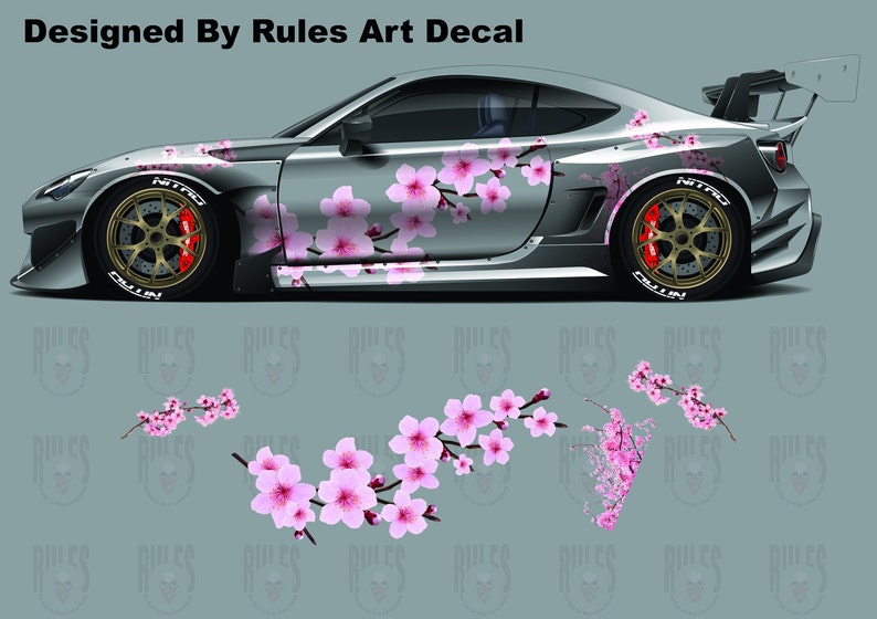 Sakura Cherry Blossom Car Livery, Japanese Theme Side Car Vinyl Livery ...