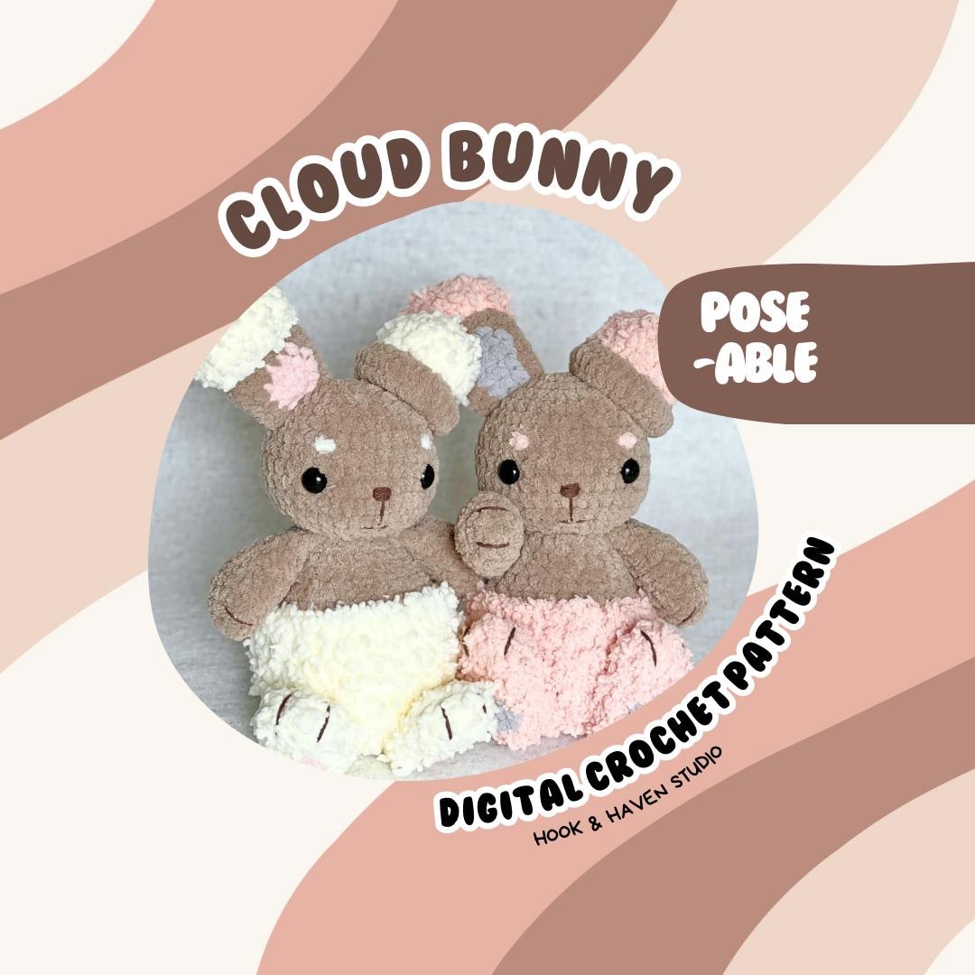 Cloud Bunny Pattern Posable Doll DIGITAL ONLY Easy Crochet Instructions ...