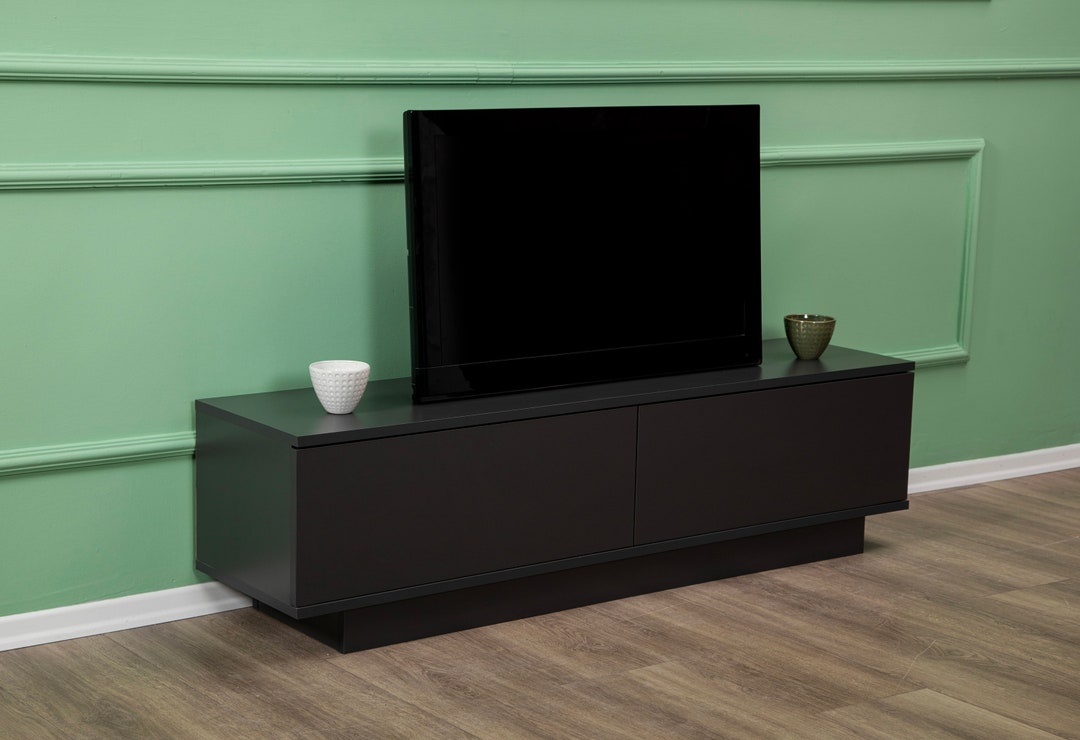 Vanensi Tv Stand Anthracite Tv Cabinet With 2 Cabinets - Etsy