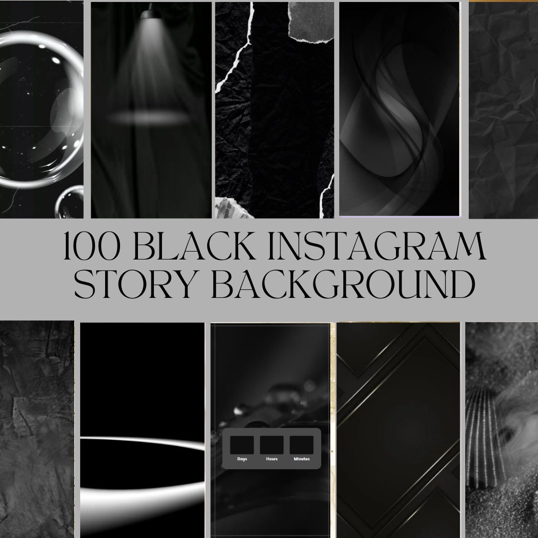 100 Black Instagram Story Backgrounds: Minimalist Templates (digital ...