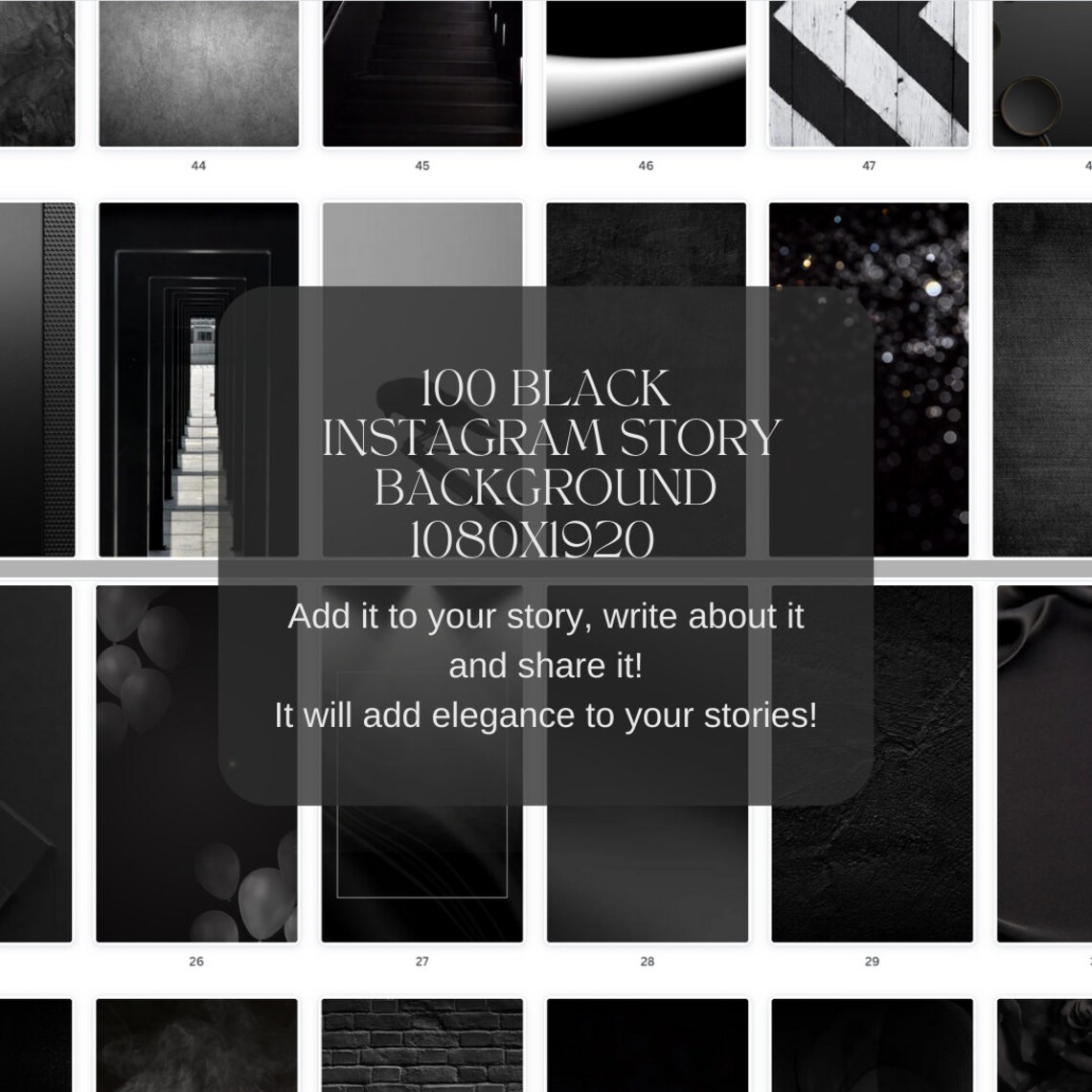100 Black Instagram Story Backgrounds: Minimalist Templates (digital ...