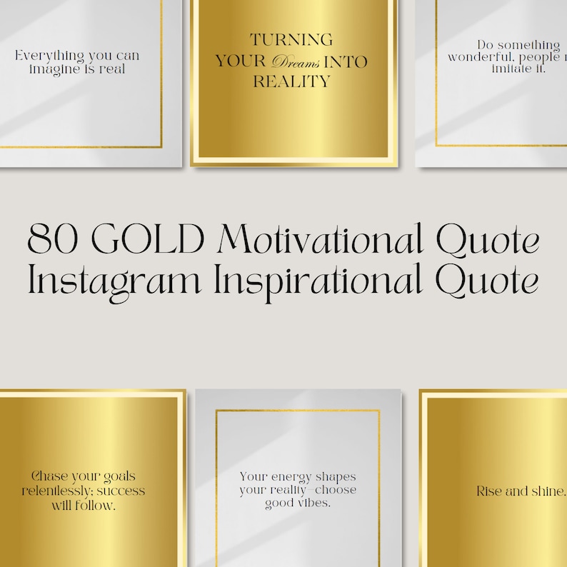 80 Gold Motivational Instagram Posts: Minimalist Social Media (digital ...