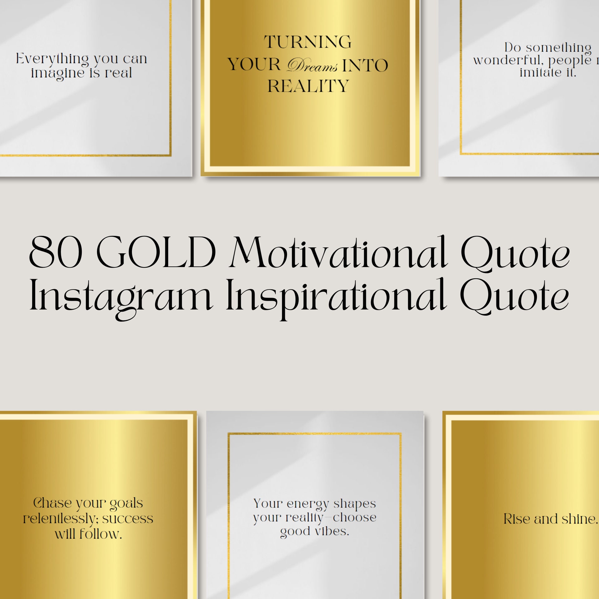80 Gold Motivational Instagram Posts: Minimalist Social Media (digital ...