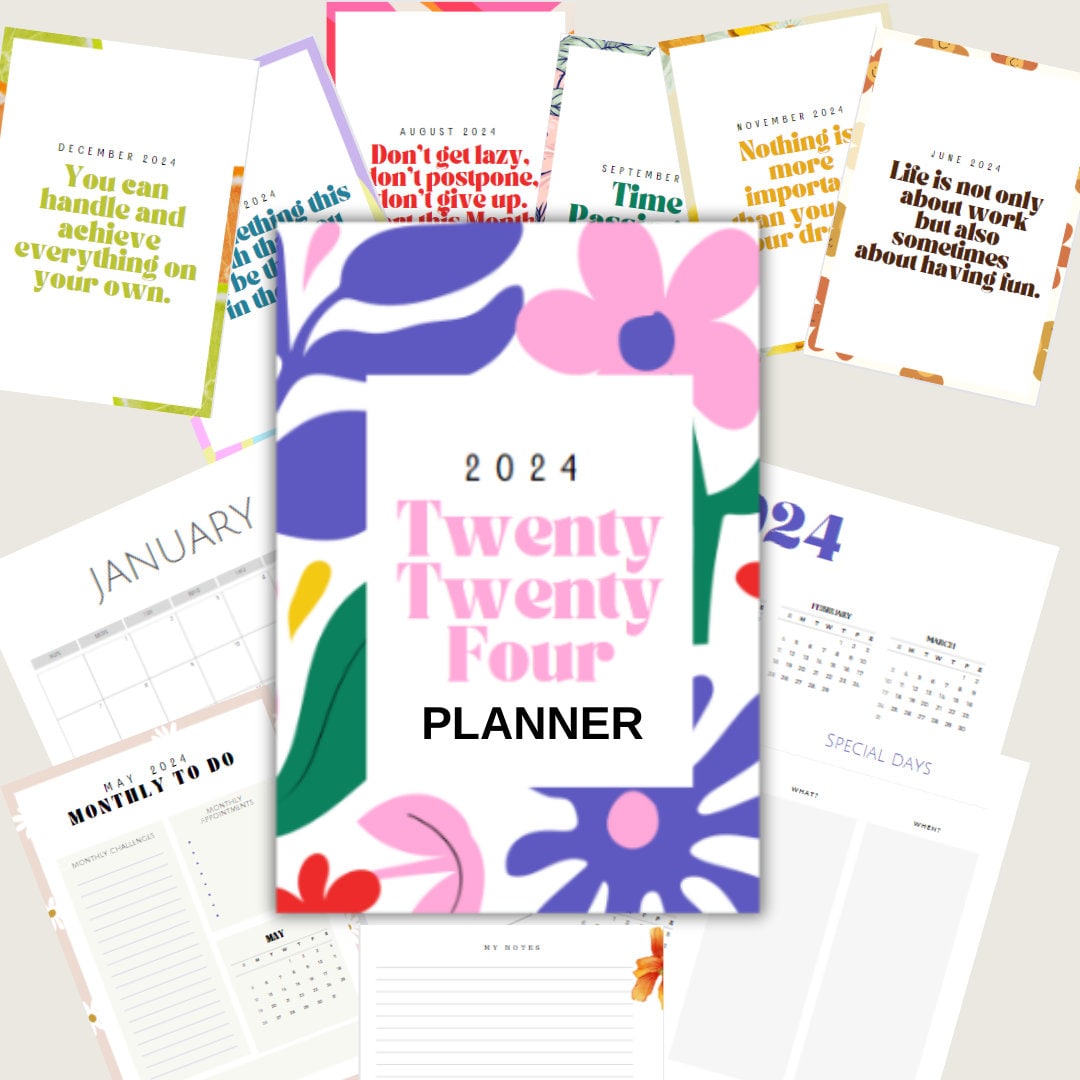 2024 Printable Planner 2024 Calender Simple 2024 Planner and Calender ...
