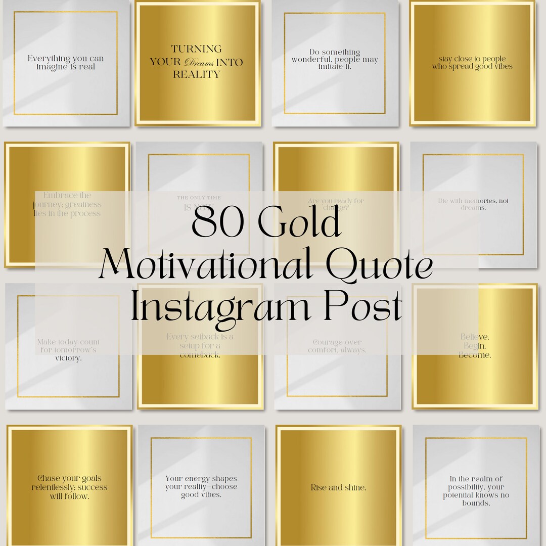 80 Gold Motivational Instagram Posts: Minimalist Social Media (digital ...