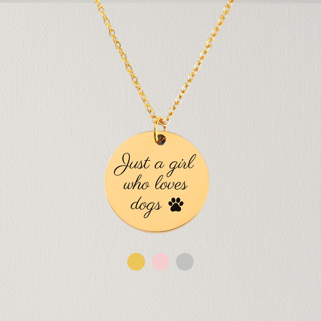Just A Girl Who Loves Dogs Necklace, Dog Lover Engraved Jewelry Gift ...